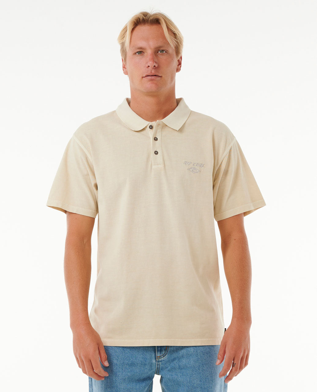 Fade Out Embroid Polo Shirt - Vintage White - Surf Clothing for mens ...