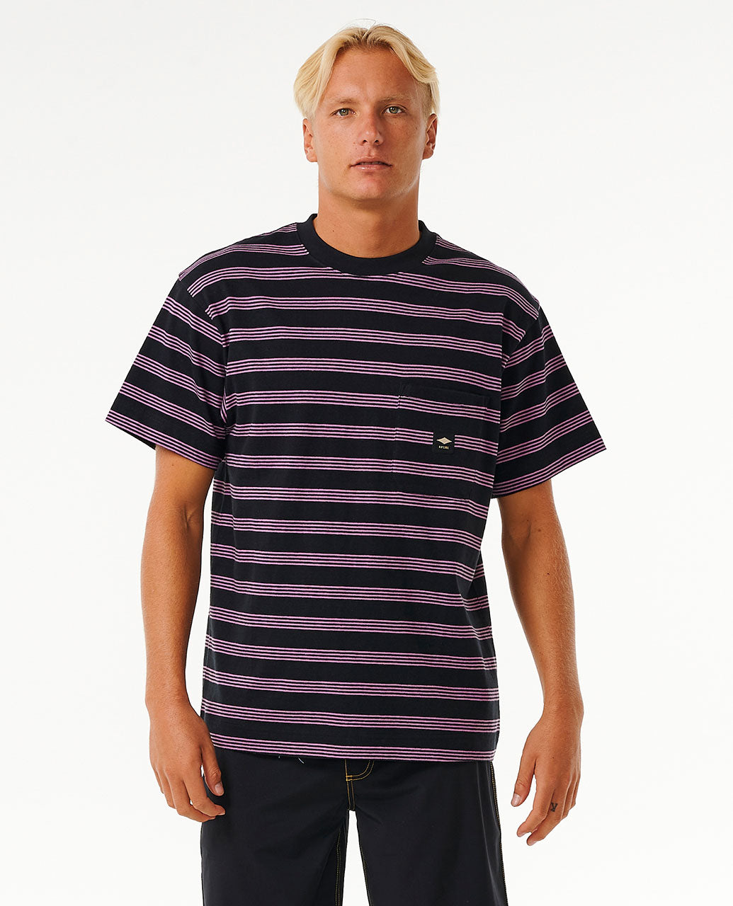 Quality Surf Products Stripe Tee - Black - Surf Clothing for mens – Rip ...
