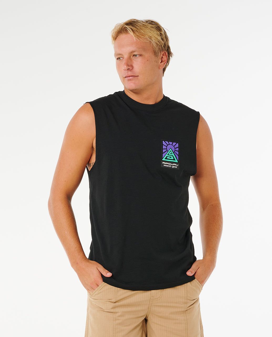Search Dawn Muscle Tee - Black - Surf Clothing for mens – Rip Curl ...
