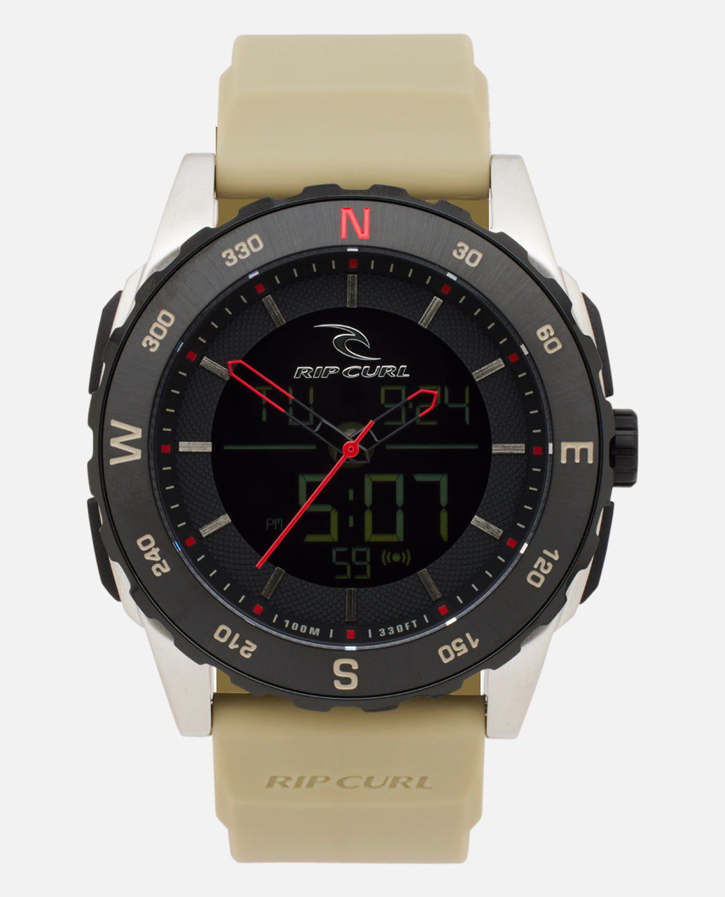 Rival Ana Digital Rubber Watch - Khaki Sand - Surf Watches for mens ...
